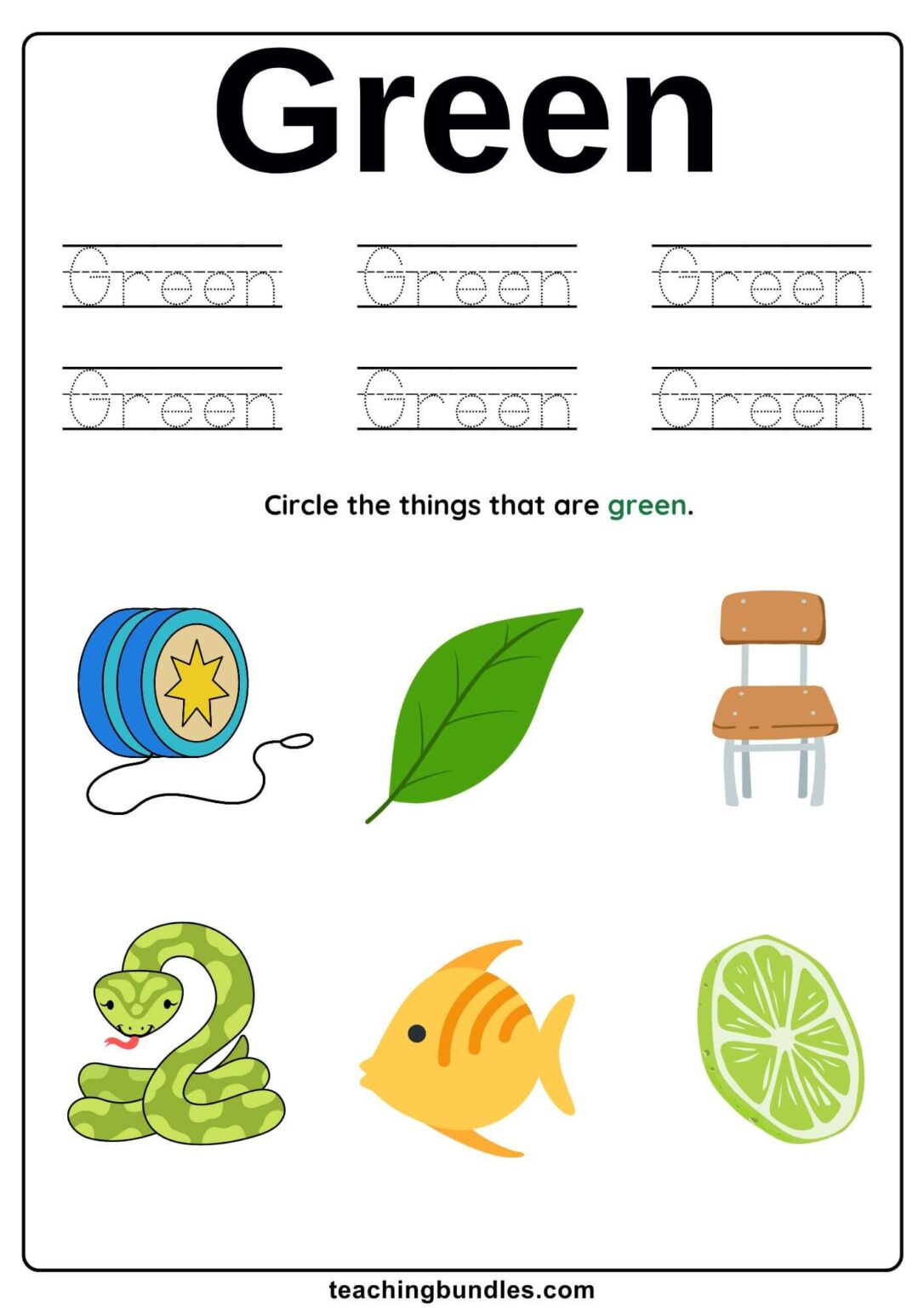 Free Green Color Worksheets - Teachingbundles
