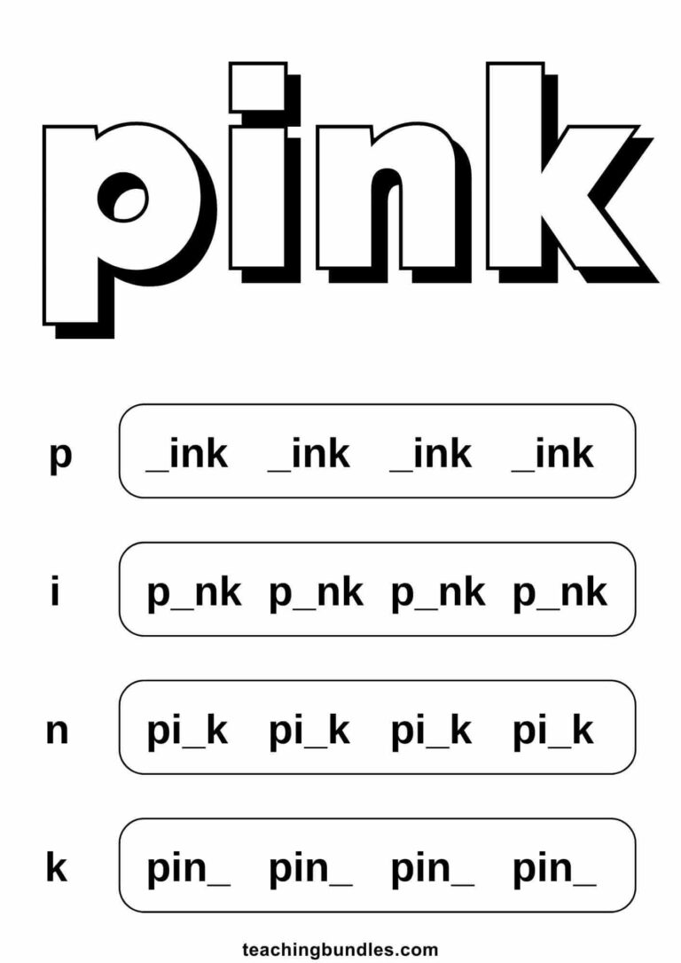 Free Pink Color Worksheets - Teachingbundles