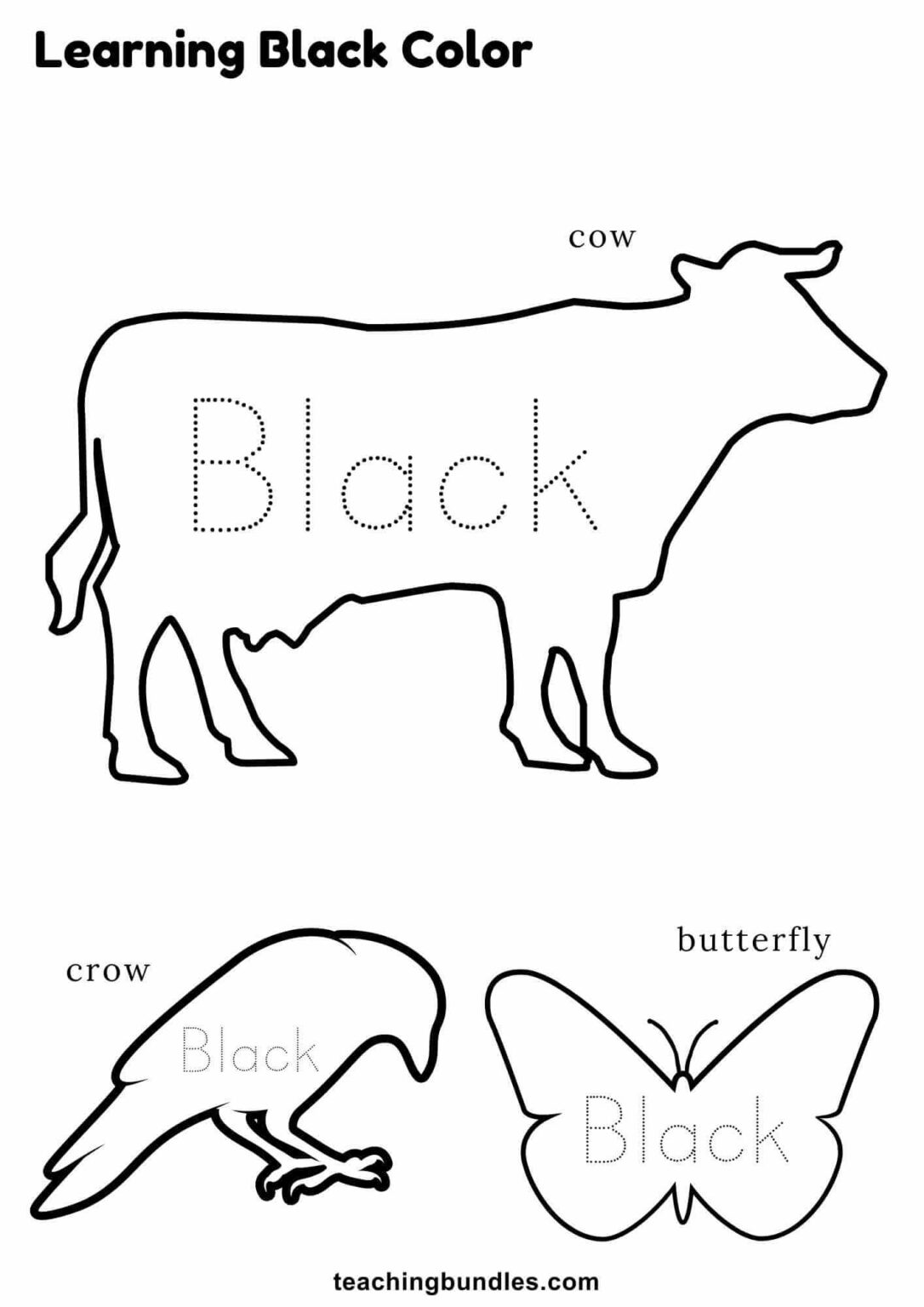 Free Black Color Worksheets - Teachingbundles