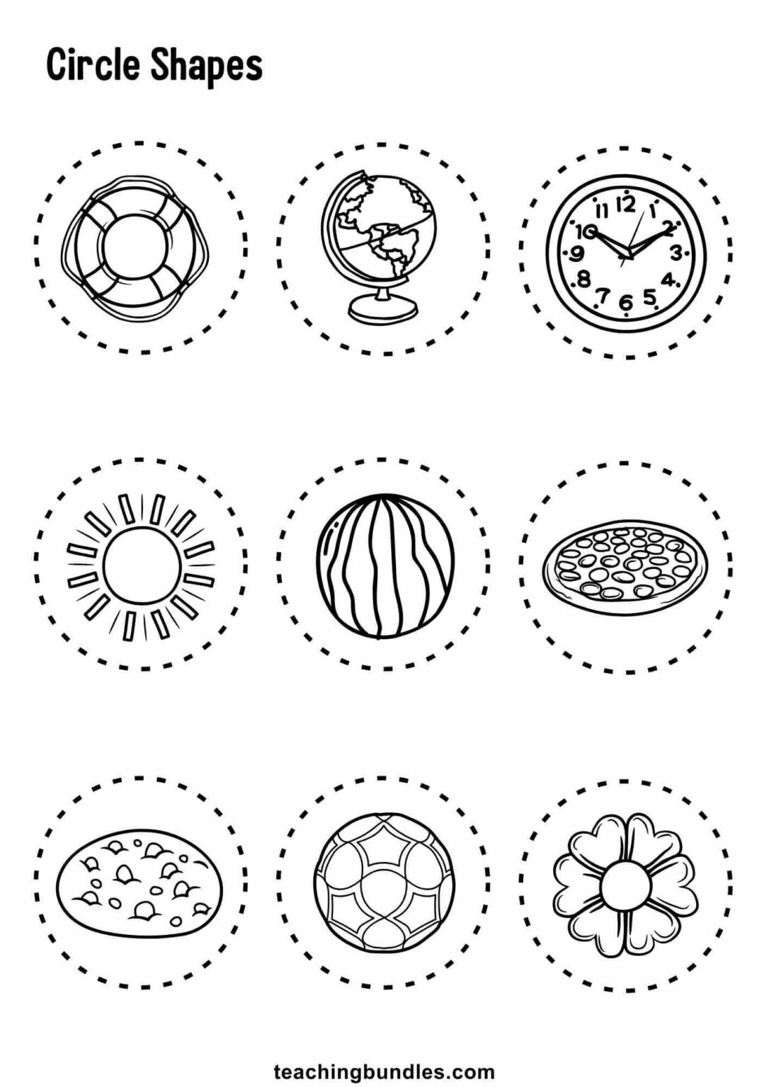 Circle Shape Worksheets - Teachingbundles