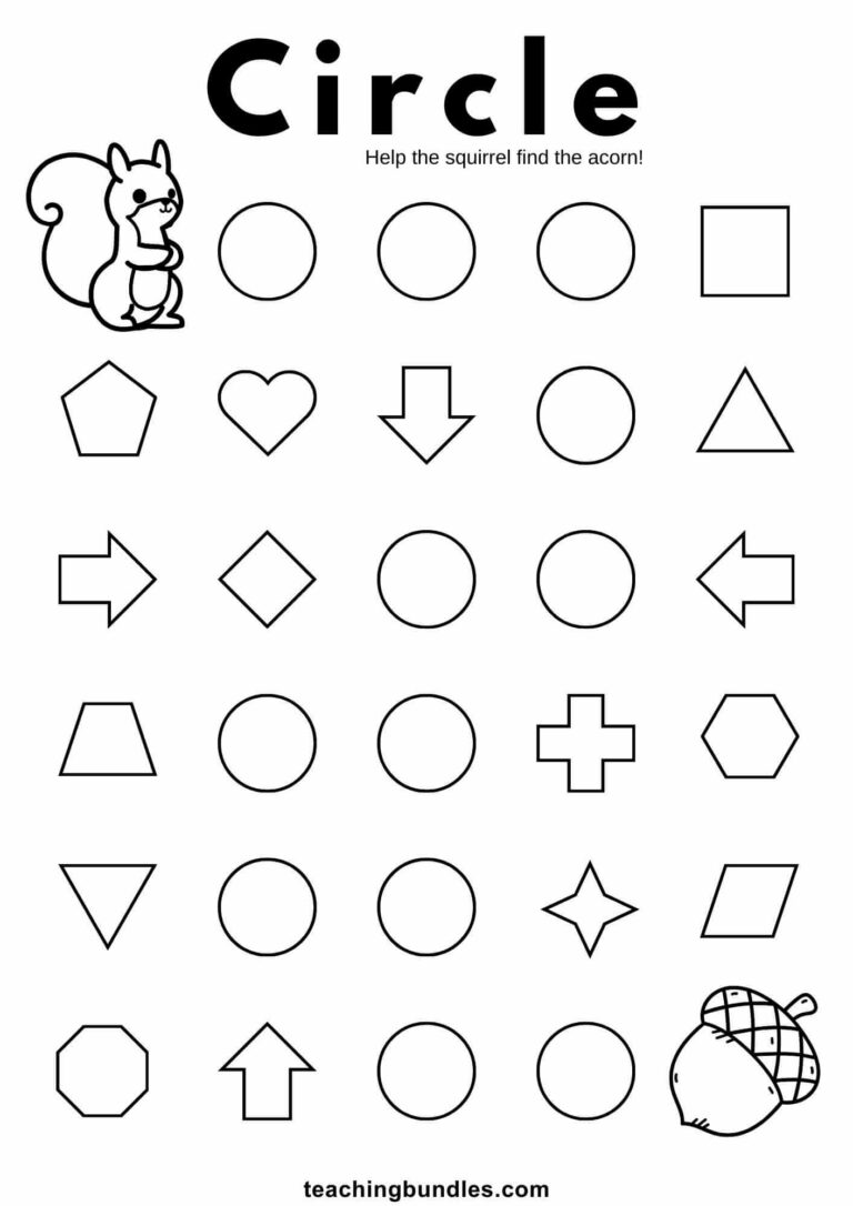 Circle Shape Worksheets - Teachingbundles