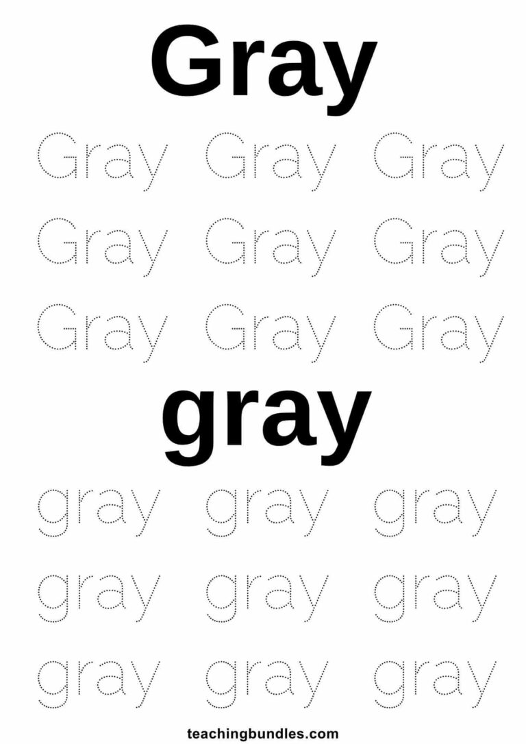 Free Gray Color Worksheets - Teachingbundles