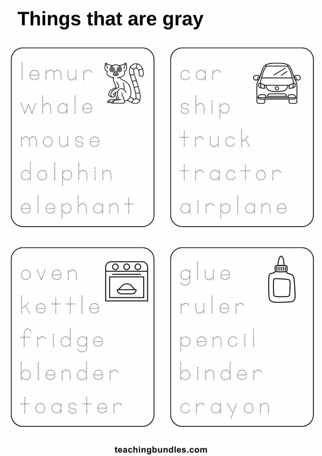 Free Gray Color Worksheets - Teachingbundles