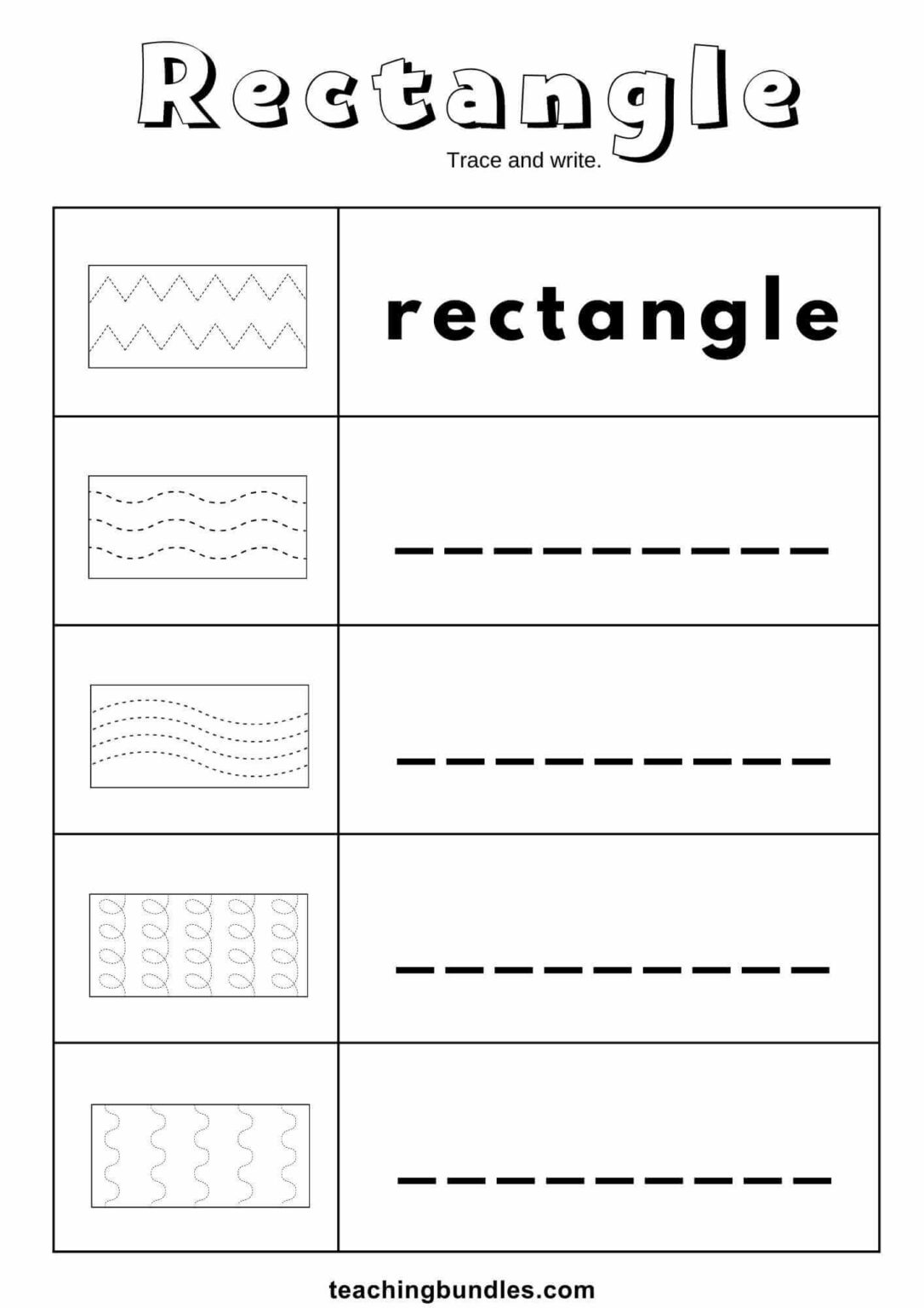 Rectangle Shape Worksheets - Teachingbundles