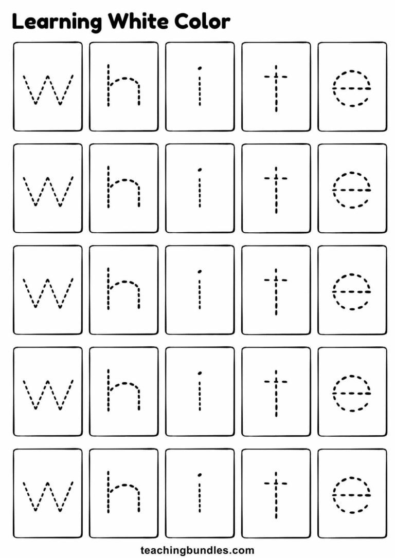 Free White Color Worksheets - Teachingbundles