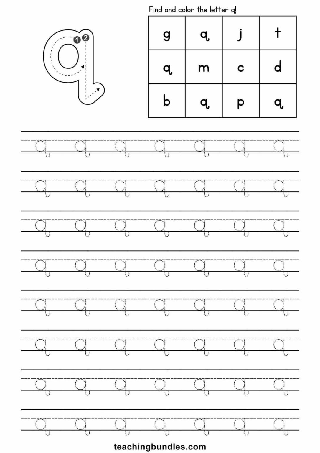 Free Lowercase Letters Tracing Worksheets - Teachingbundles