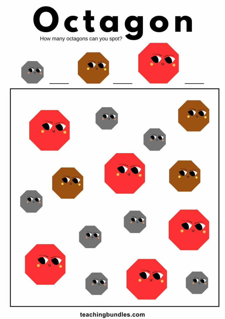 Octagon Shape Worksheets - Teachingbundles