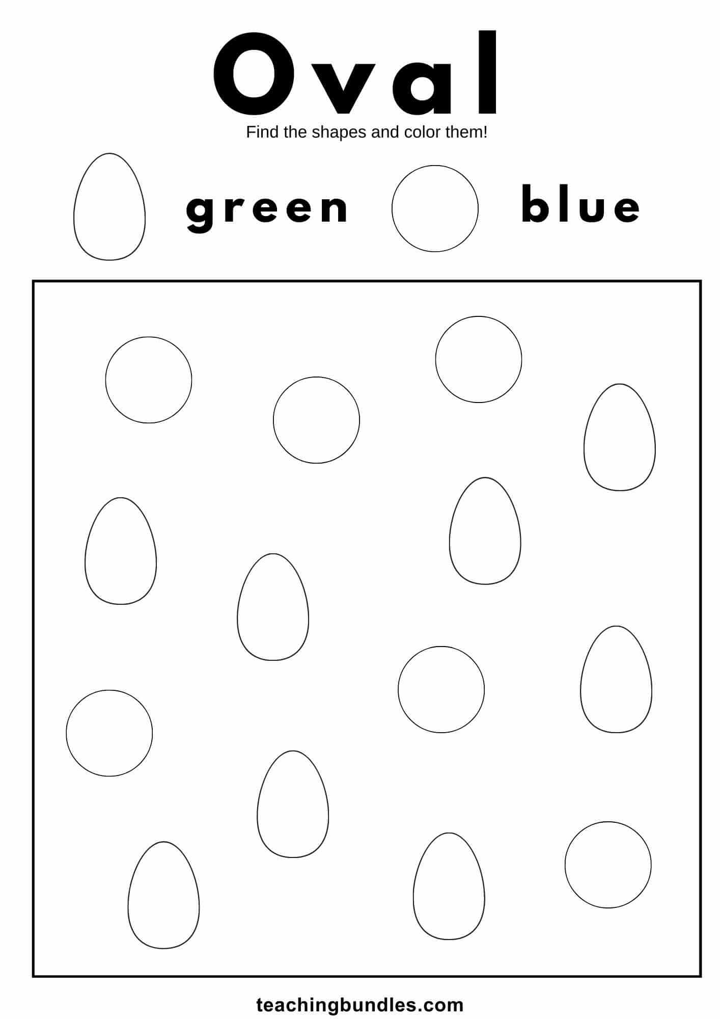 Oval Shape Worksheets - Teachingbundles