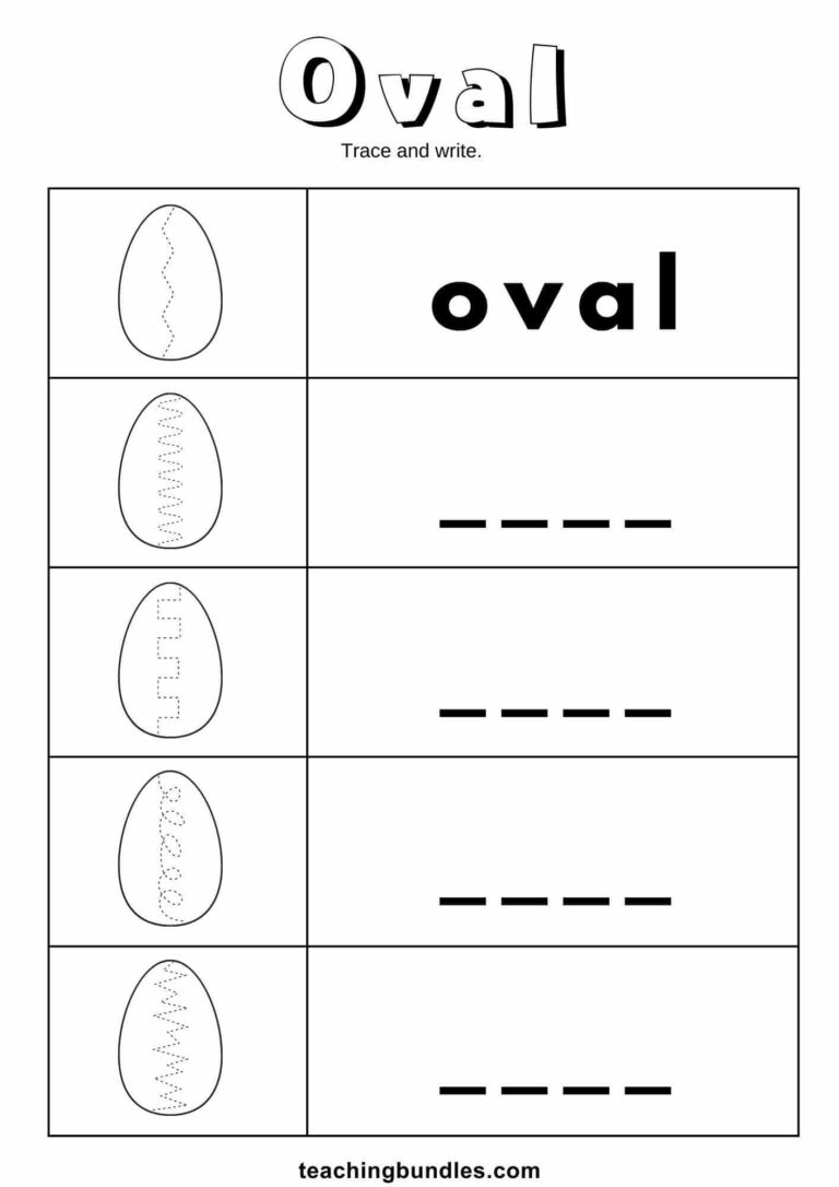 Oval Shape Worksheets - Teachingbundles