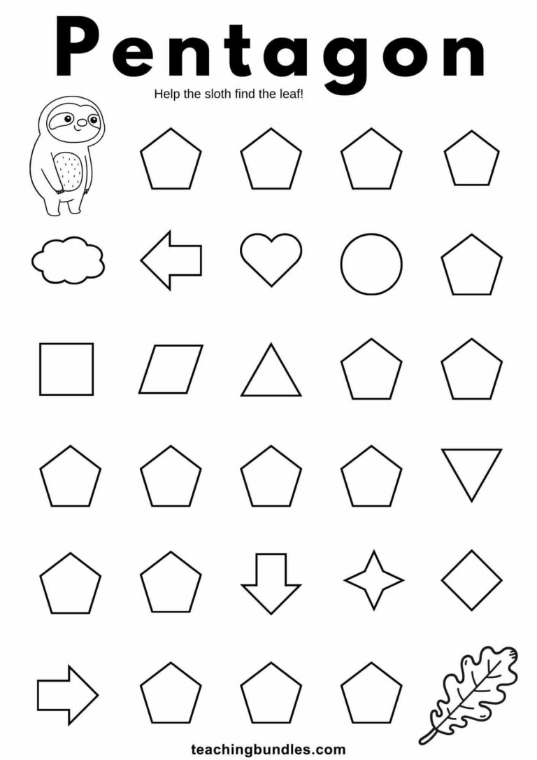 Pentagon Shape Worksheets - Teachingbundles