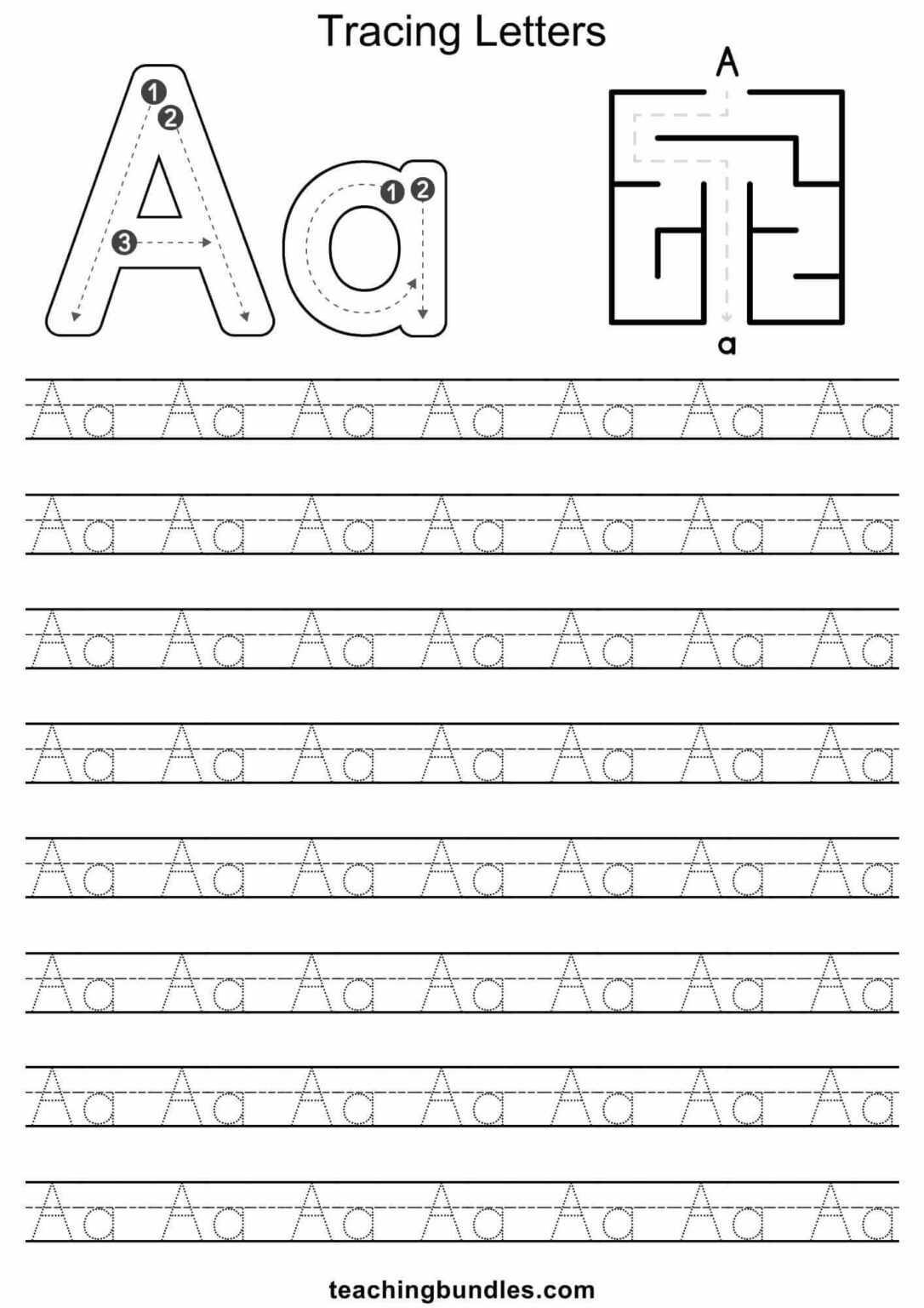 Free Preschool Letter Tracing Worksheets - Teachingbundles