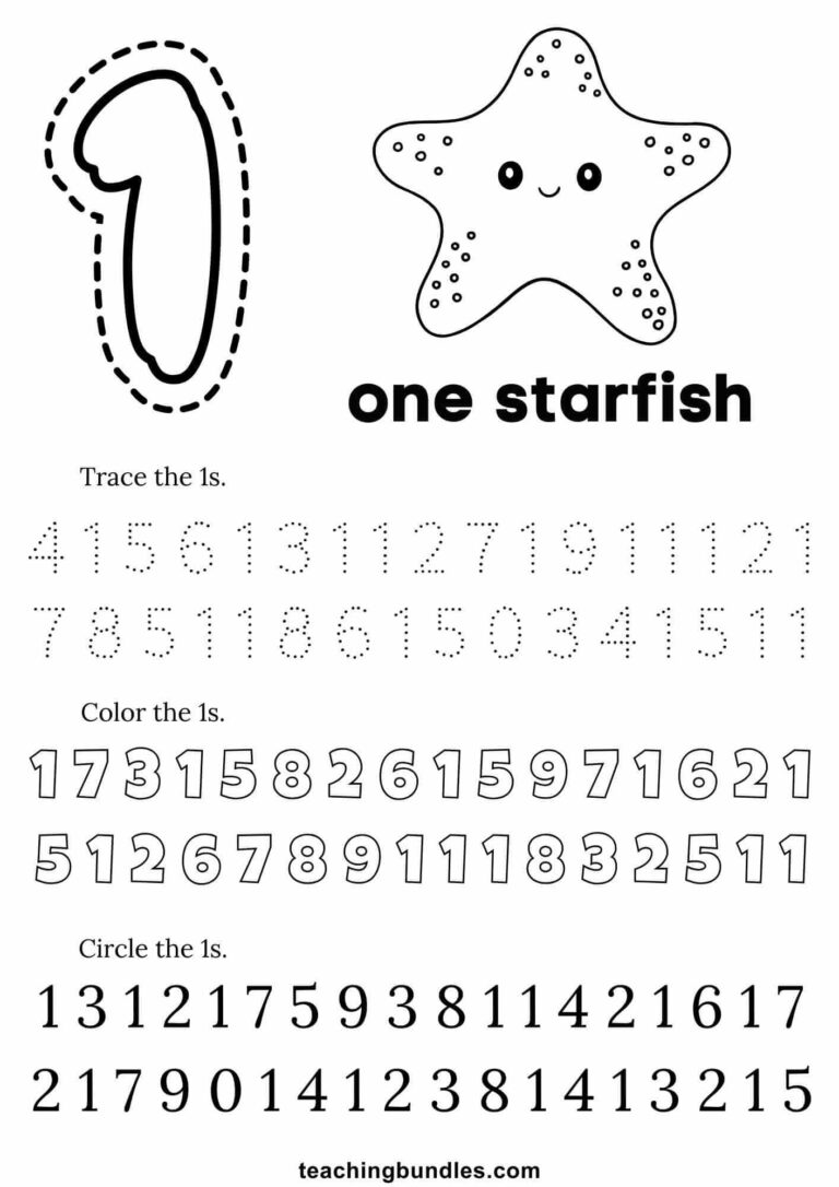 Number 1 Worksheets - Teachingbundles