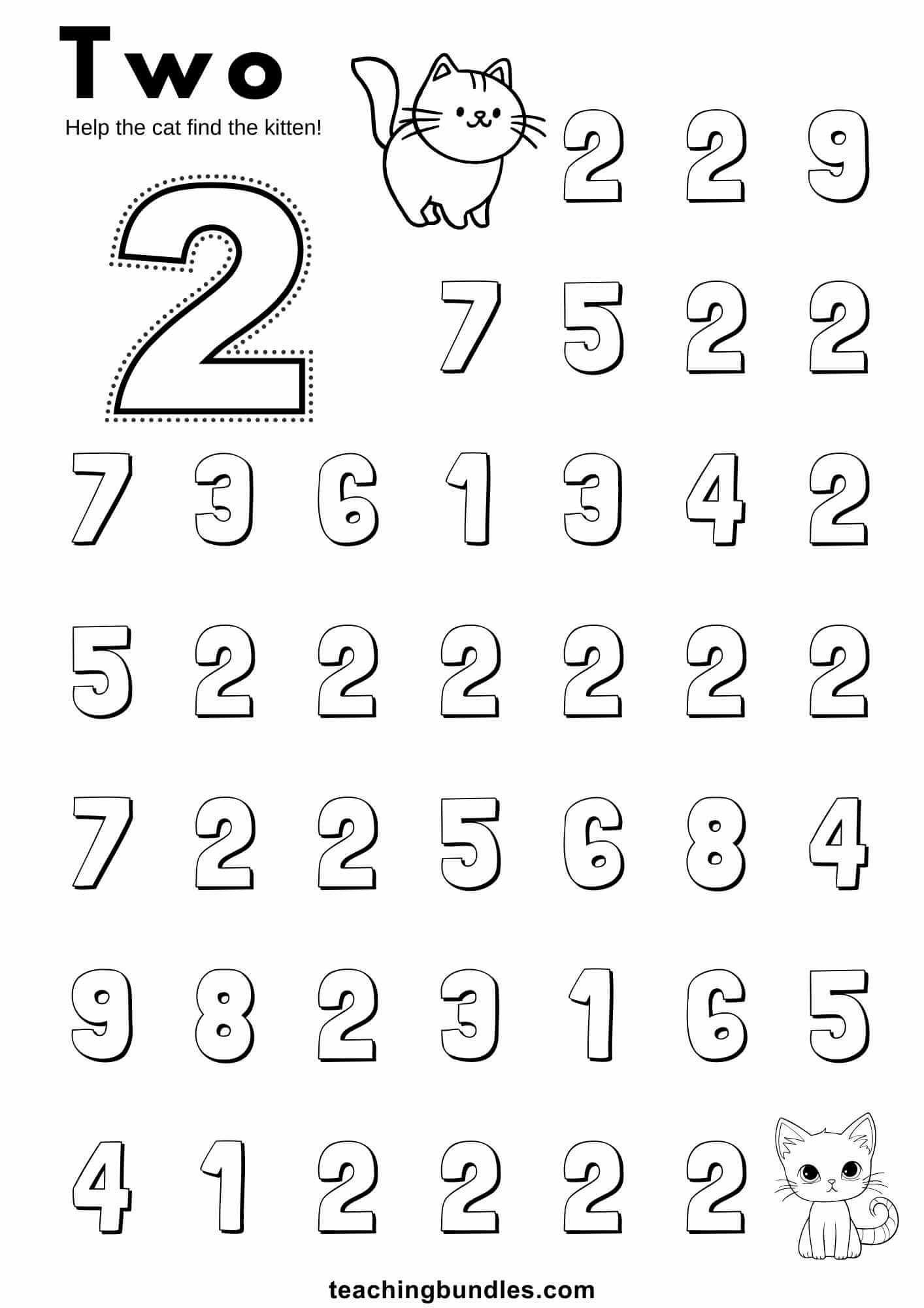 Number 2 Worksheets - Teachingbundles