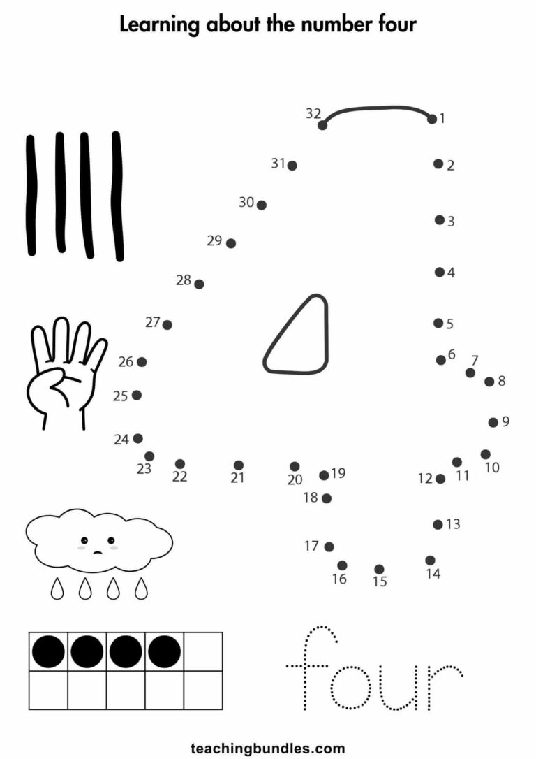 Number 4 Worksheets - Teachingbundles