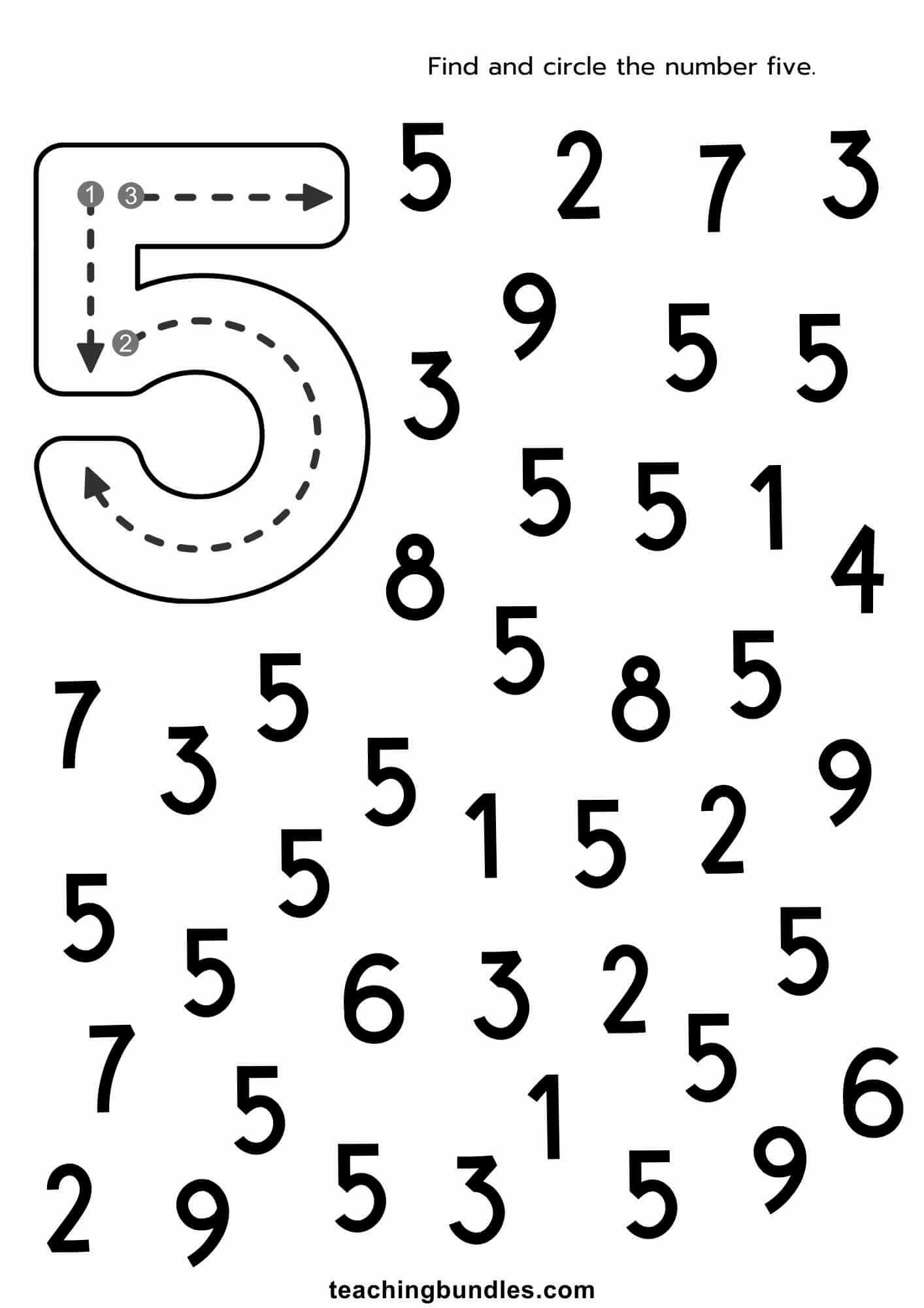 Number 5 Worksheets - Teachingbundles