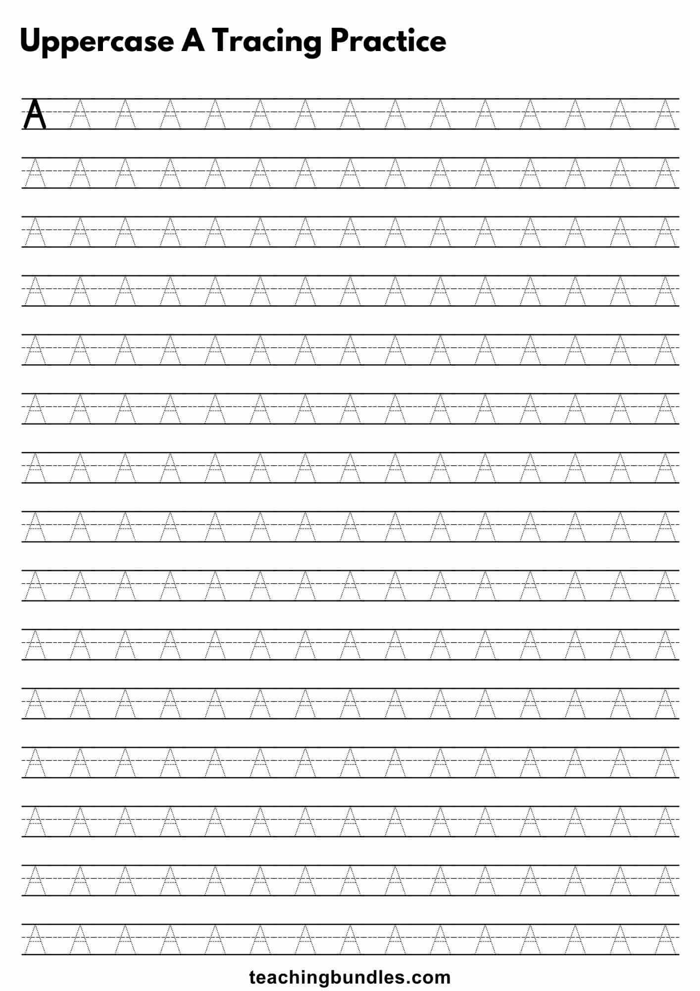 Letter A Tracing Worksheets - Teachingbundles