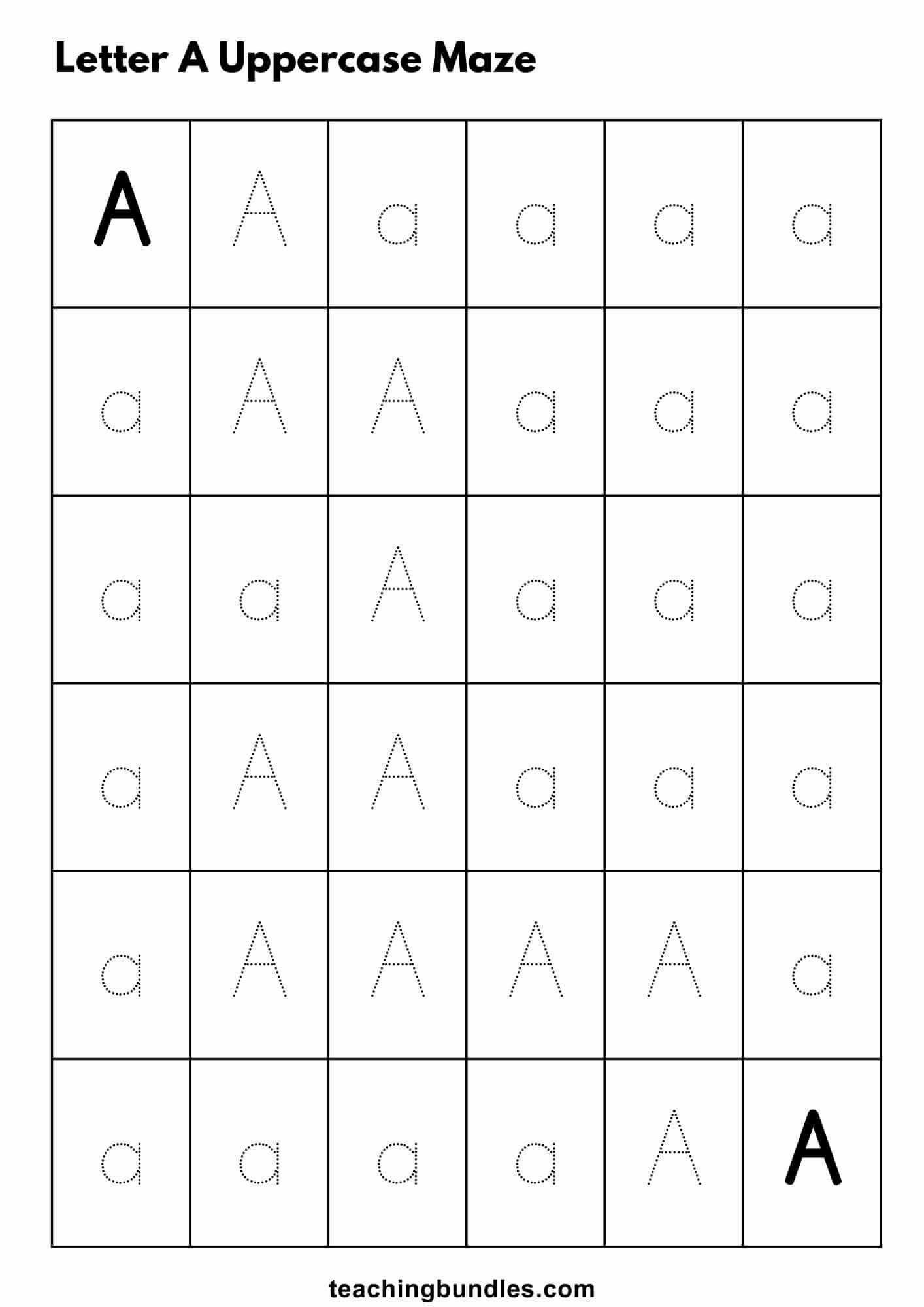Letter A Tracing Worksheets - Teachingbundles