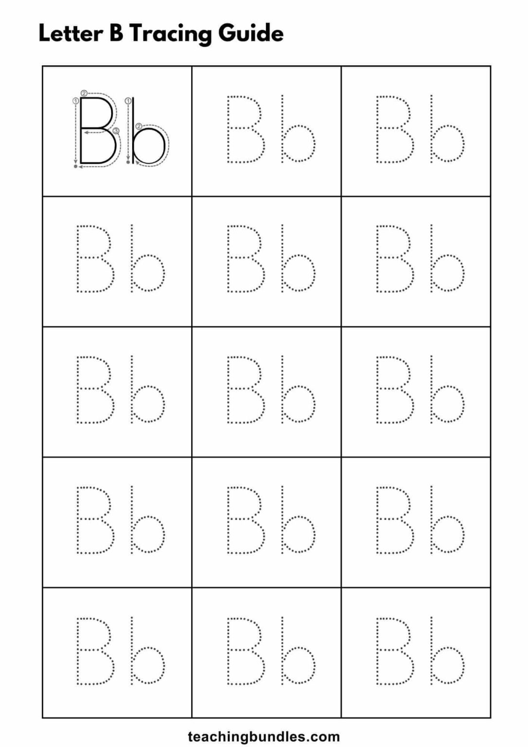 Letter B Tracing Worksheets - Teachingbundles