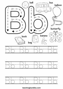 Letter B Tracing Worksheets - Teachingbundles
