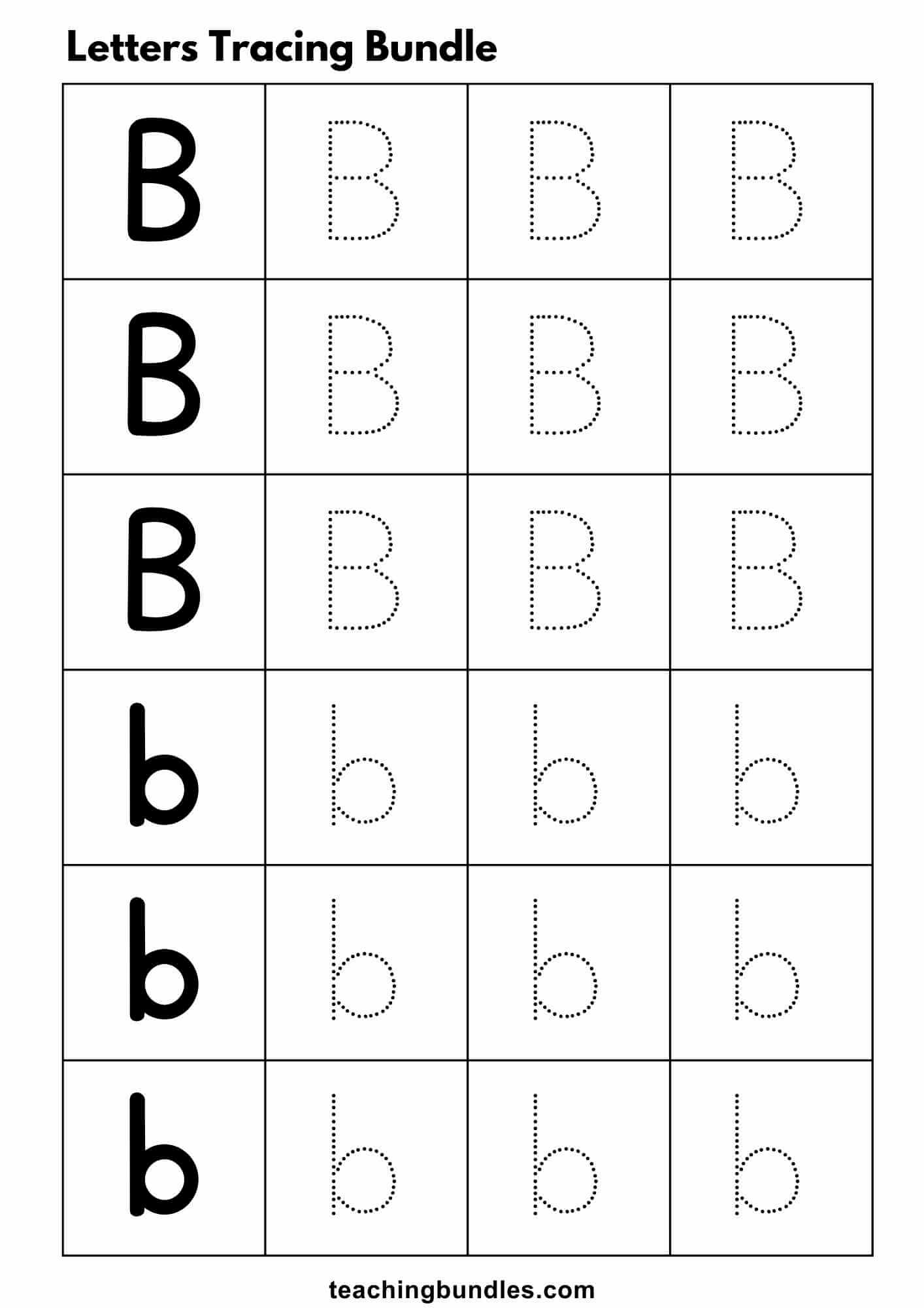 Letter B Tracing Worksheets - Teachingbundles