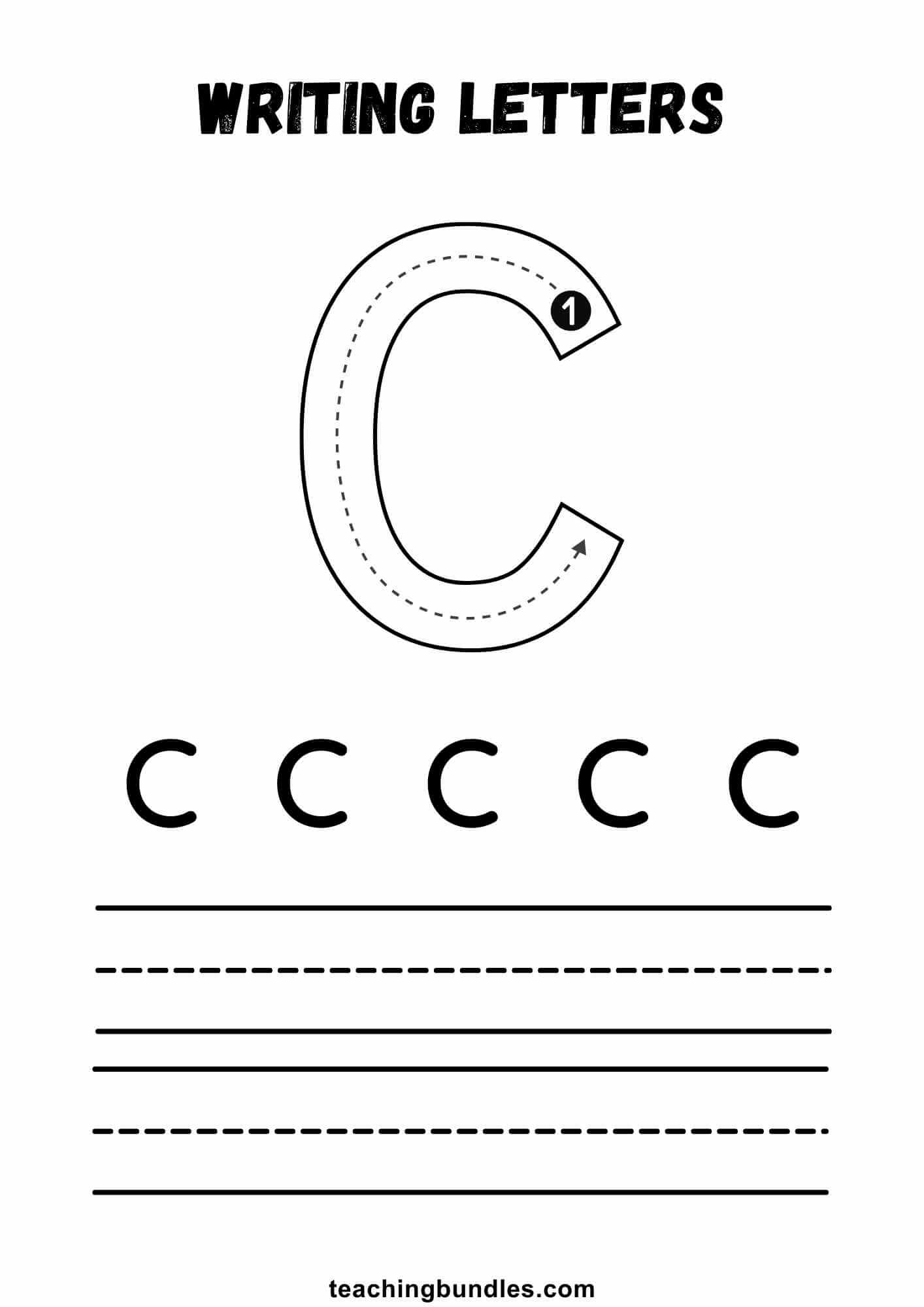 Letter C Tracing Worksheets - Teachingbundles