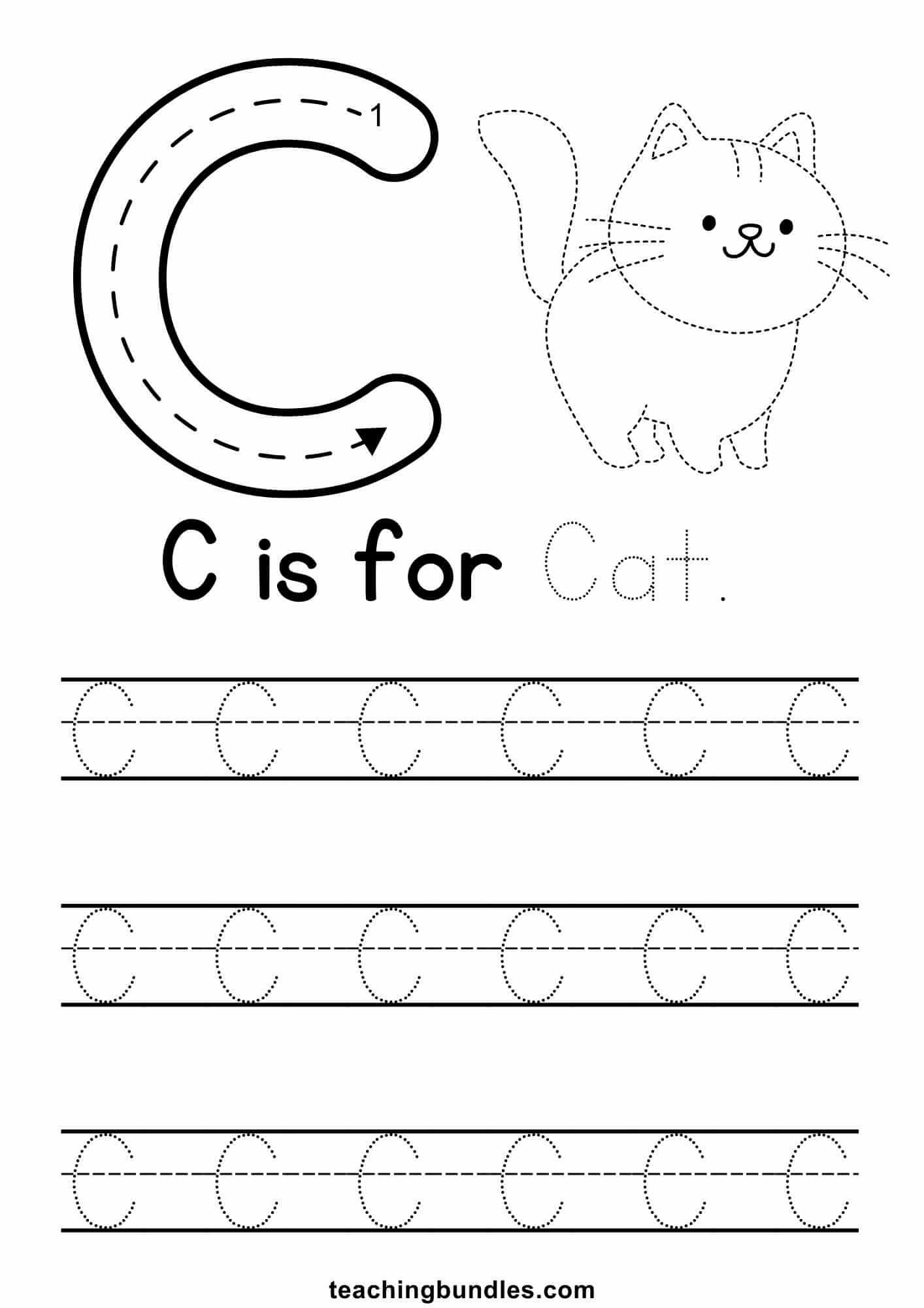Letter C Tracing Worksheets - Teachingbundles