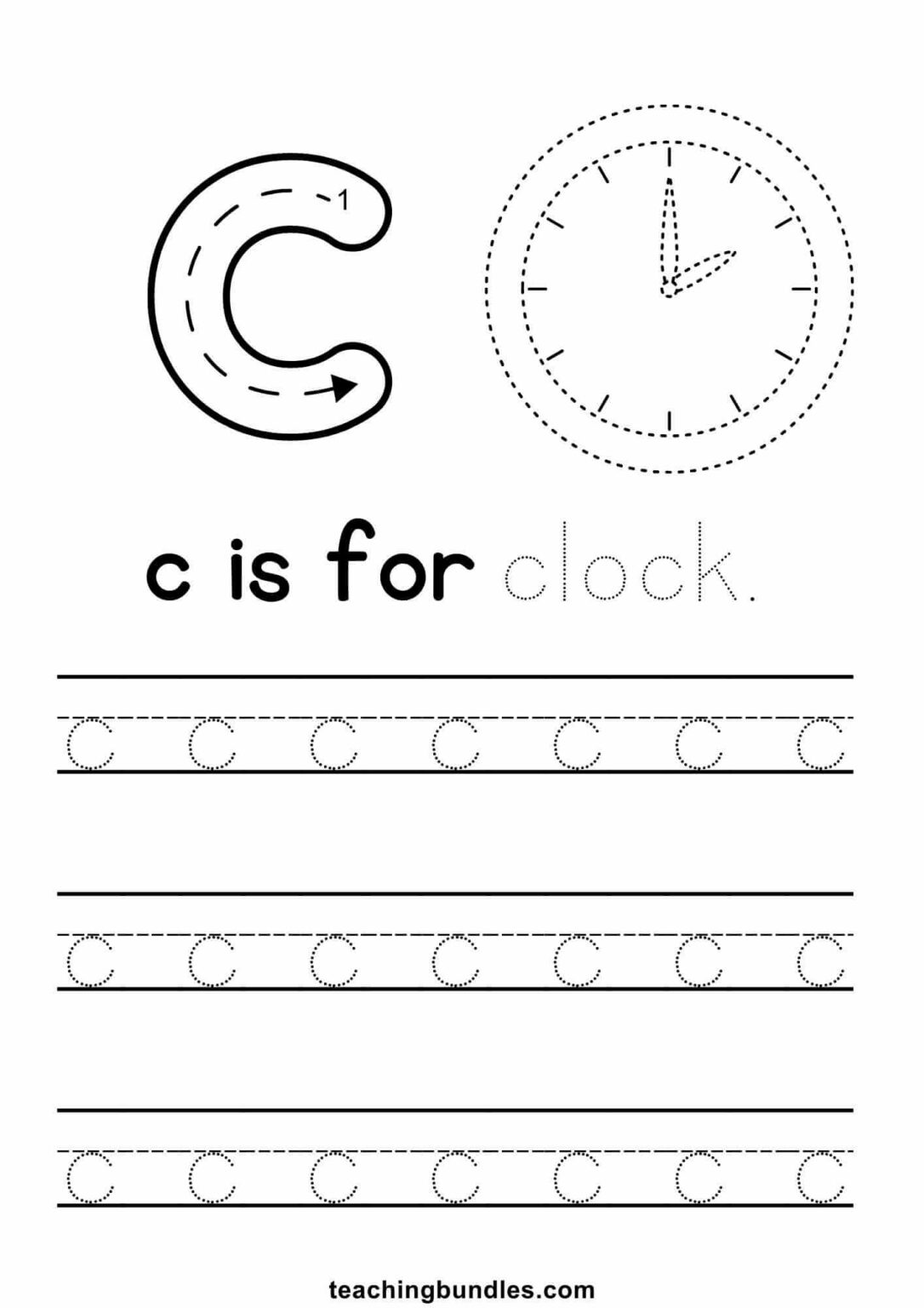 Letter C Tracing Worksheets - Teachingbundles