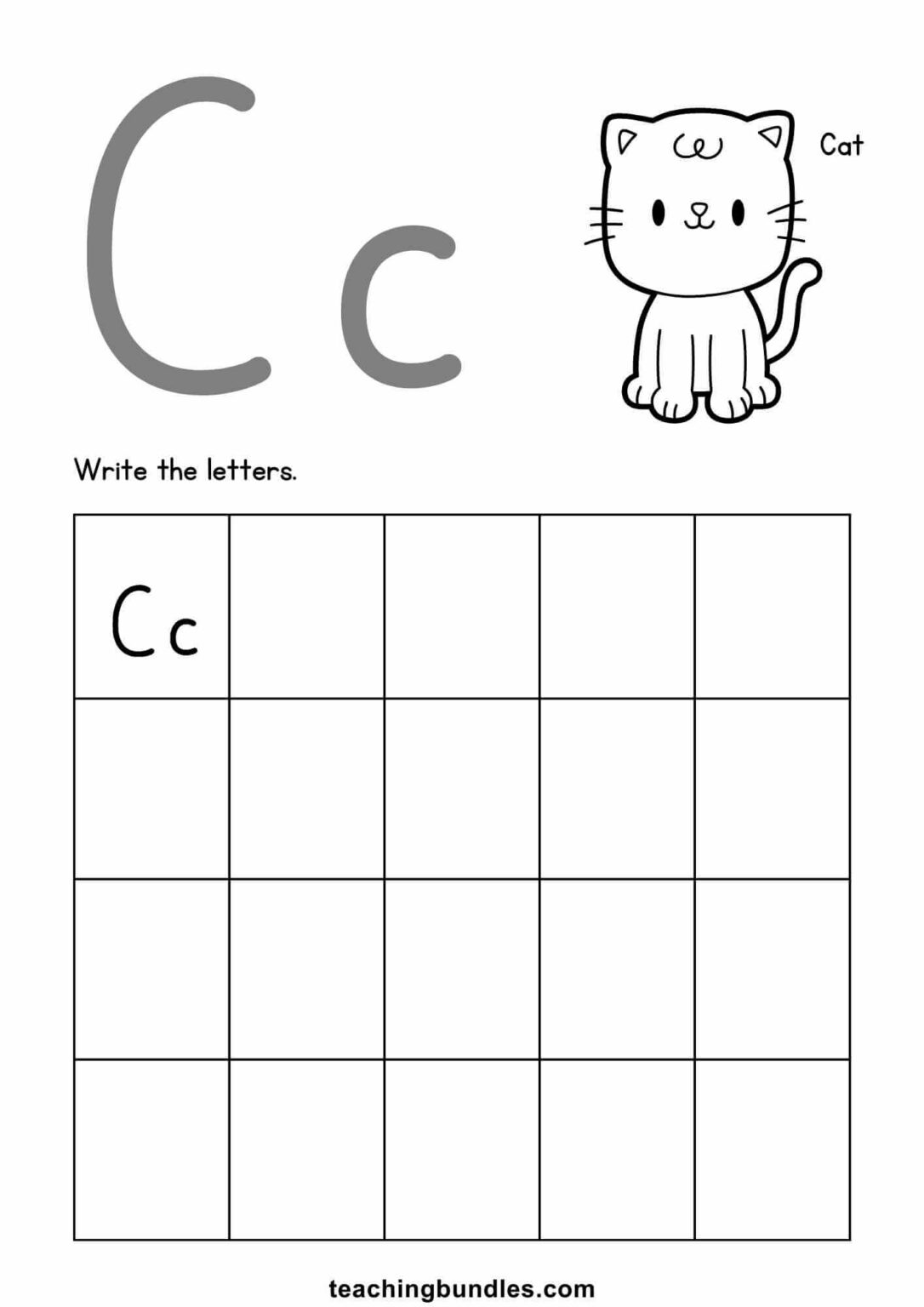 Letter C Tracing Worksheets - Teachingbundles