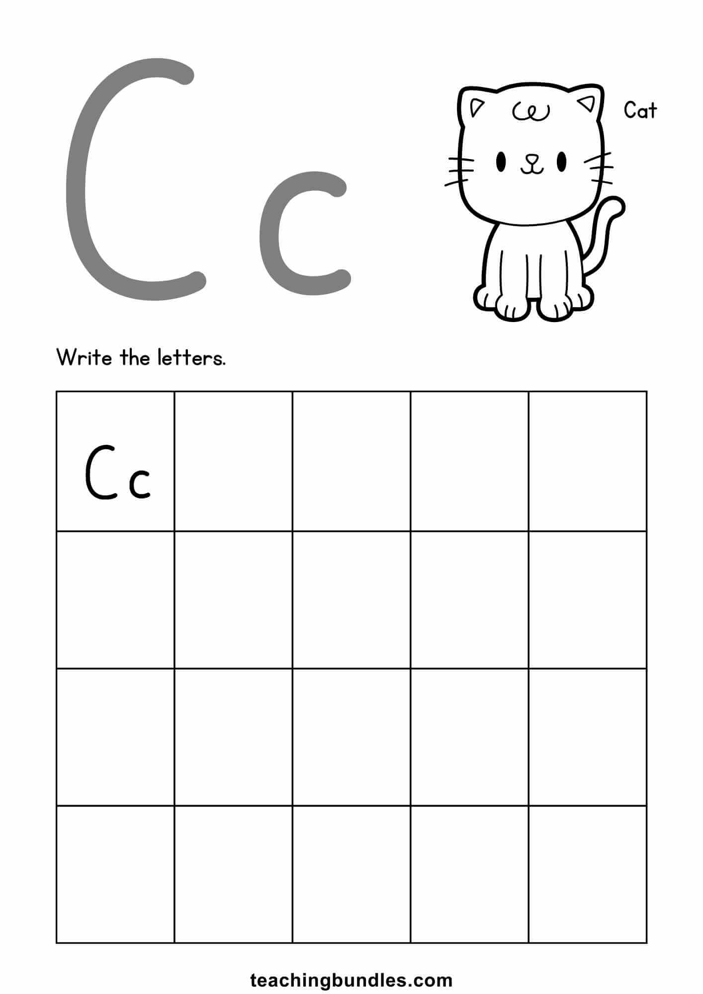 Letter C Tracing Worksheets - Teachingbundles