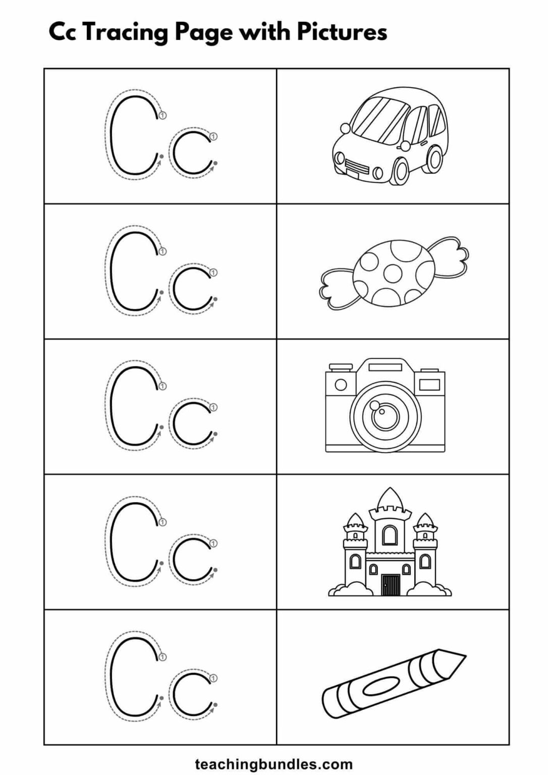Letter C Tracing Worksheets - Teachingbundles