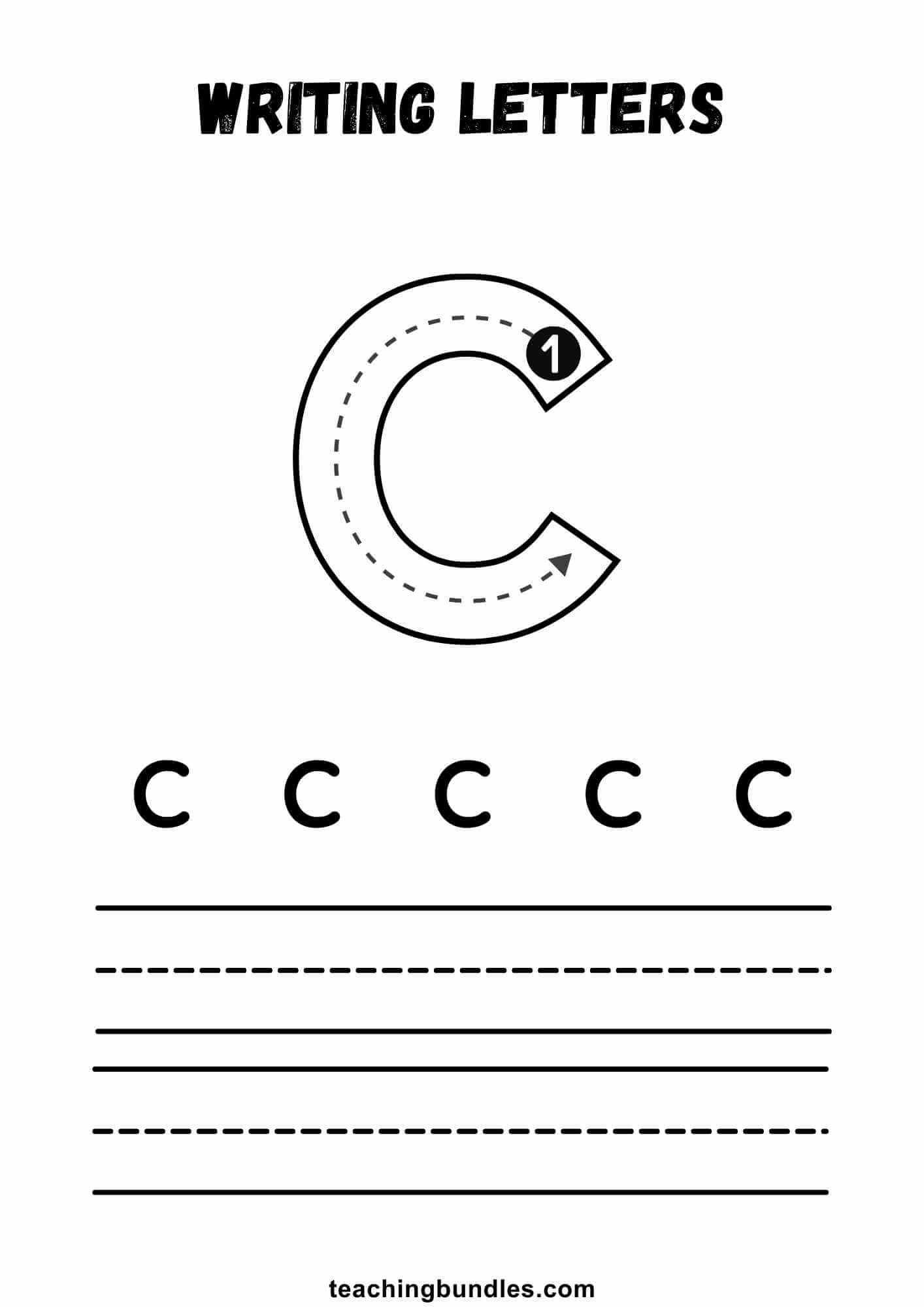 Letter C Tracing Worksheets - Teachingbundles