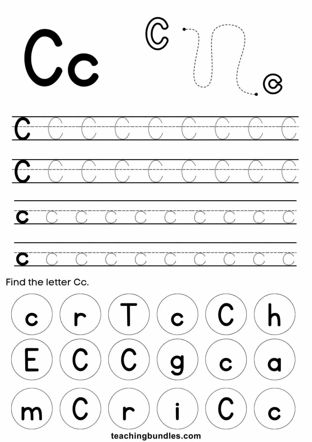 Letter C Tracing Worksheets - Teachingbundles