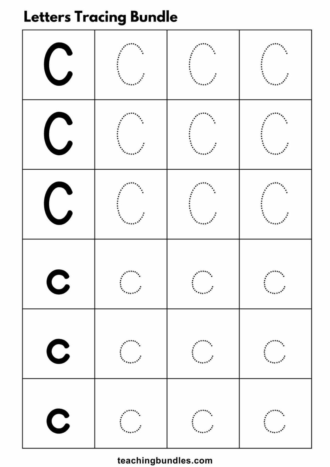 Letter C Tracing Worksheets - Teachingbundles
