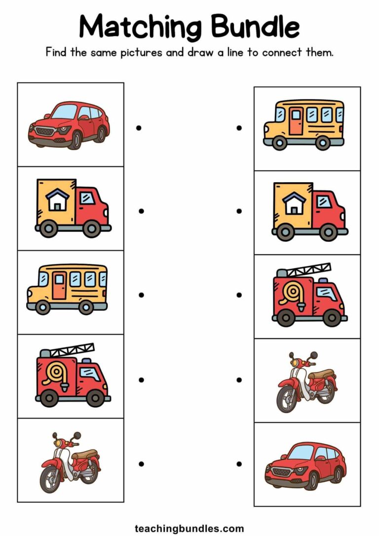 Free Preschool Matching Worksheets - Teachingbundles