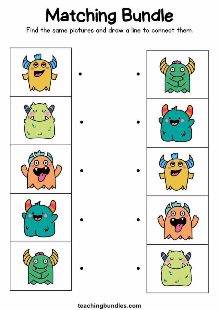 Free Preschool Matching Worksheets Teachingbundles