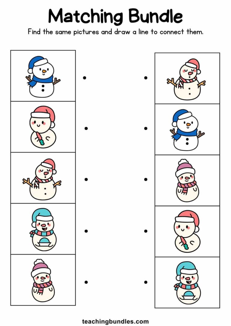 Free Preschool Matching Worksheets - Teachingbundles