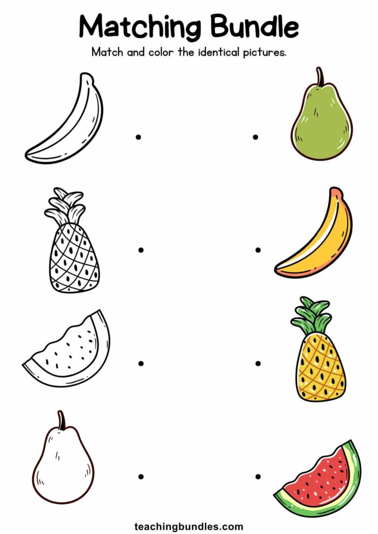 Free Preschool Matching Worksheets - Teachingbundles