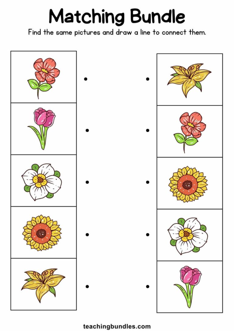 Free Preschool Matching Worksheets - Teachingbundles