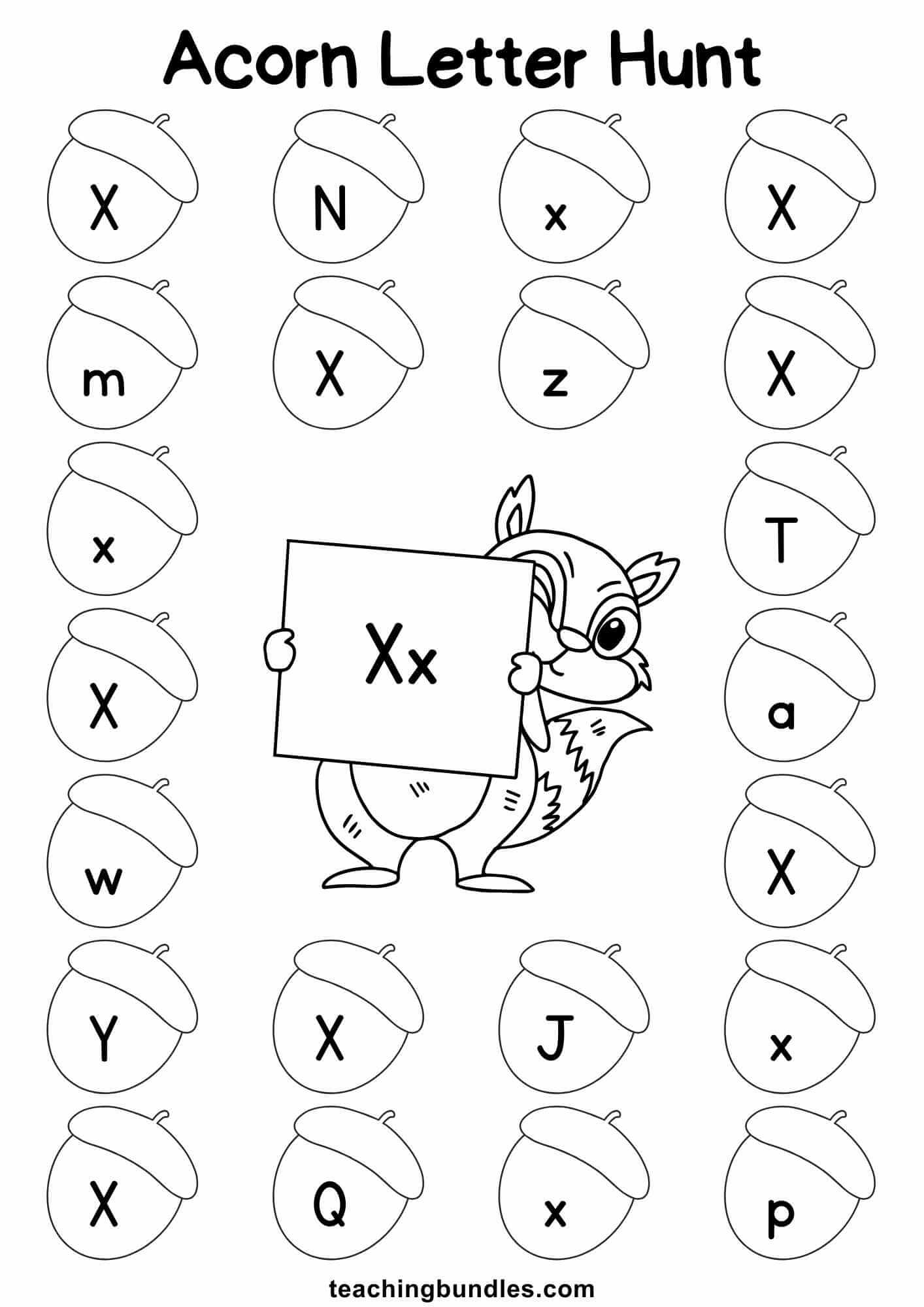 Acorn Letter Hunt Worksheets - Teachingbundles