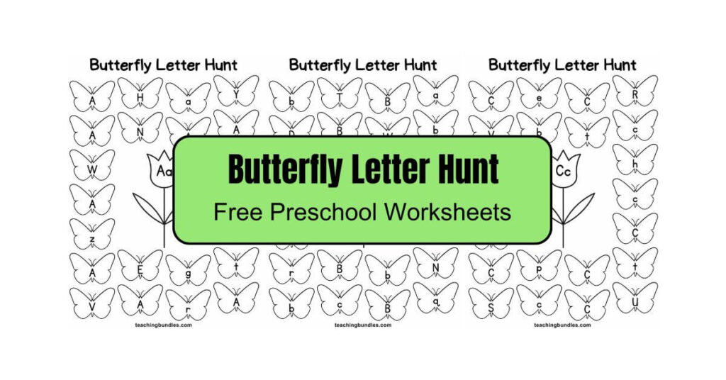 Butterfly Letter Hunt Worksheets - Teachingbundles