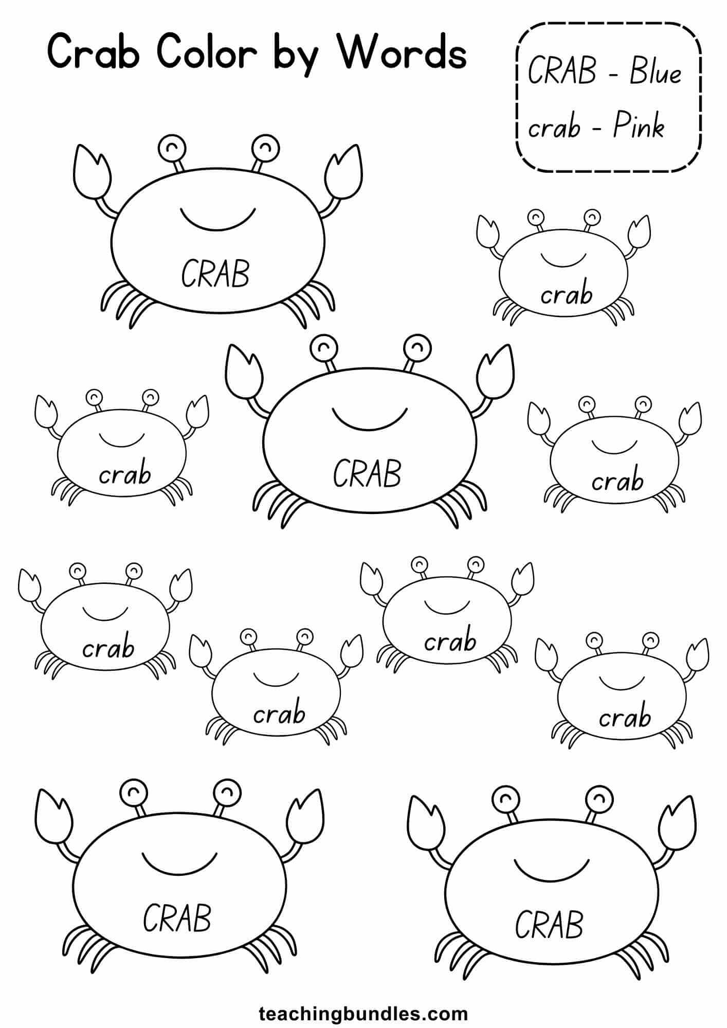 Crab Activity Pages - Teachingbundles