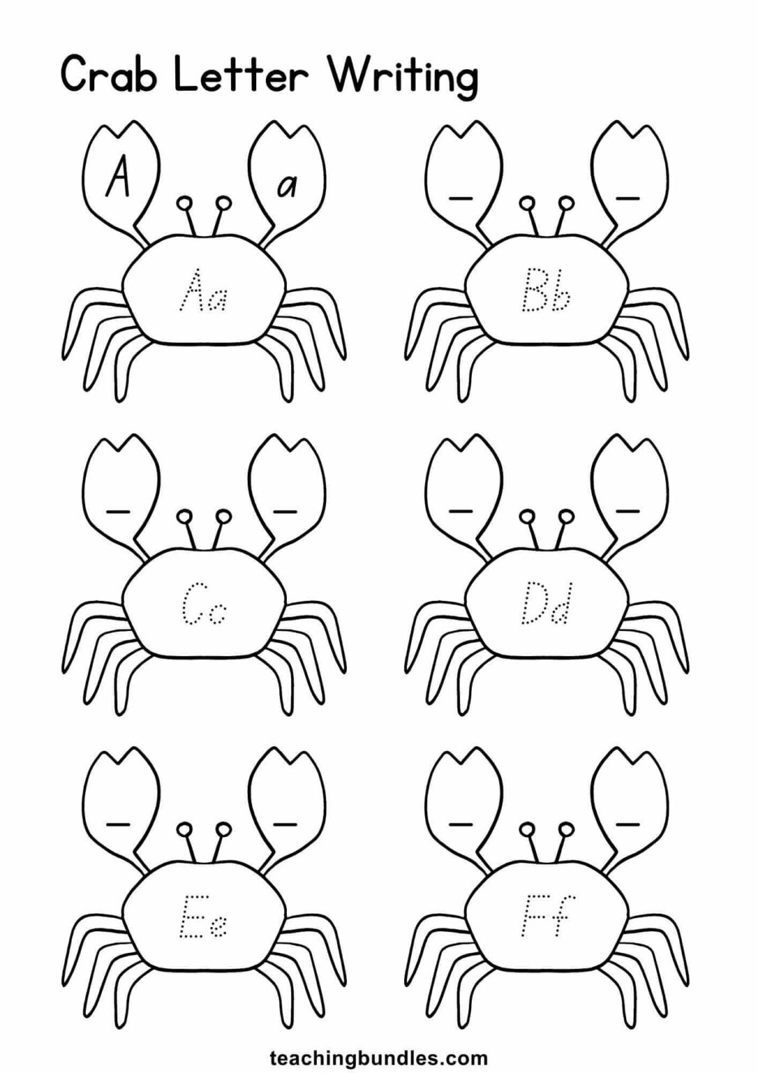 Crab Activity Pages - Teachingbundles