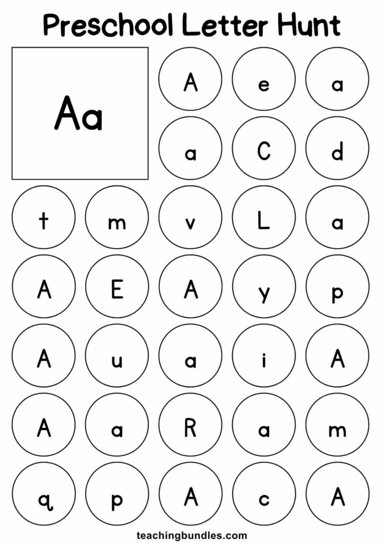 Preschool Letter Hunt Worksheets - Teachingbundles
