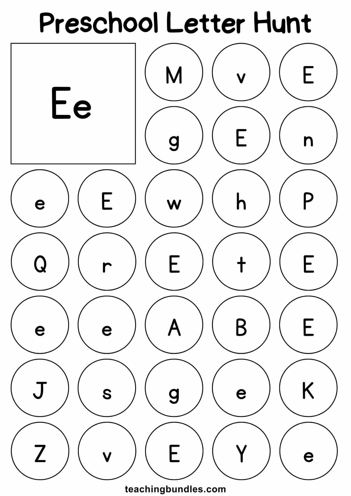 Preschool Letter Hunt Worksheets - Teachingbundles