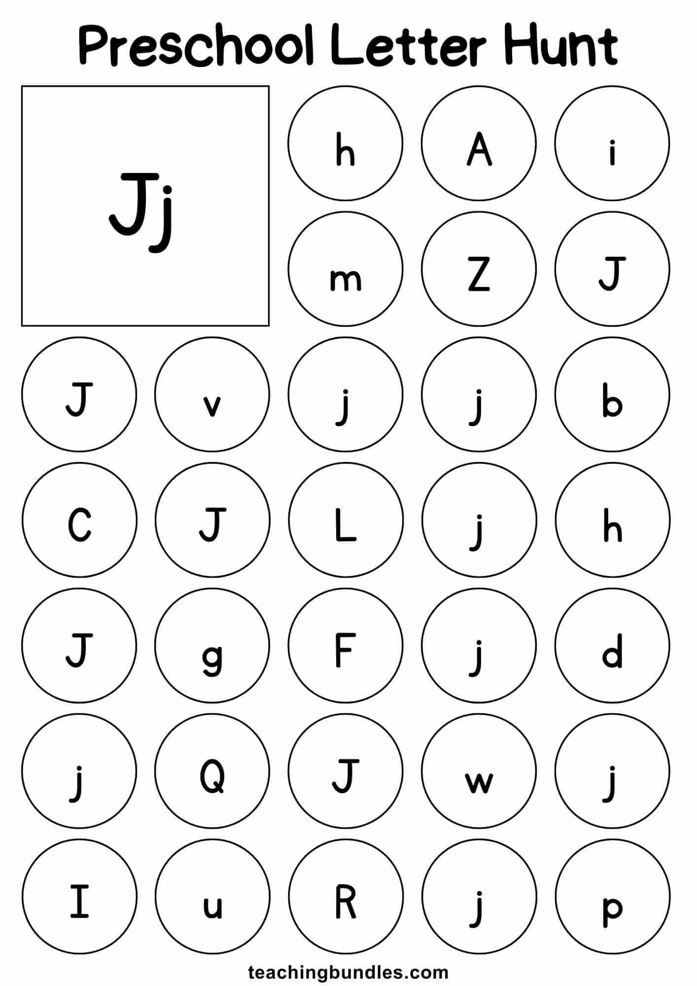 Preschool Letter Hunt Worksheets - Teachingbundles