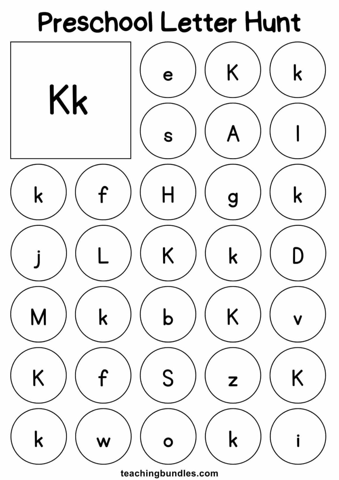 Preschool Letter Hunt Worksheets - Teachingbundles