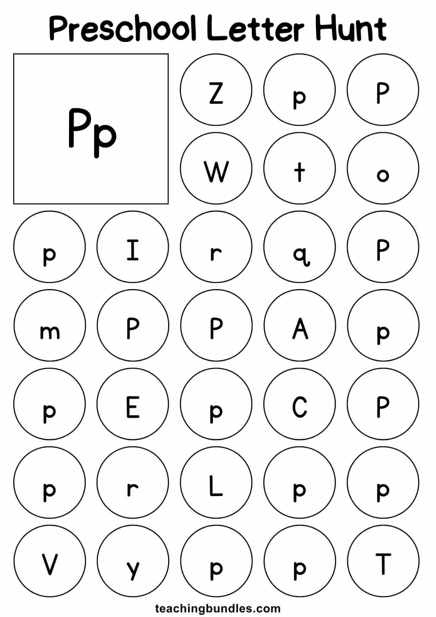 Preschool Letter Hunt Worksheets - Teachingbundles