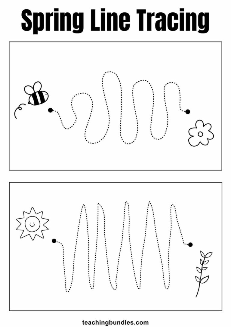 Spring Line Tracing Worksheets - Teachingbundles