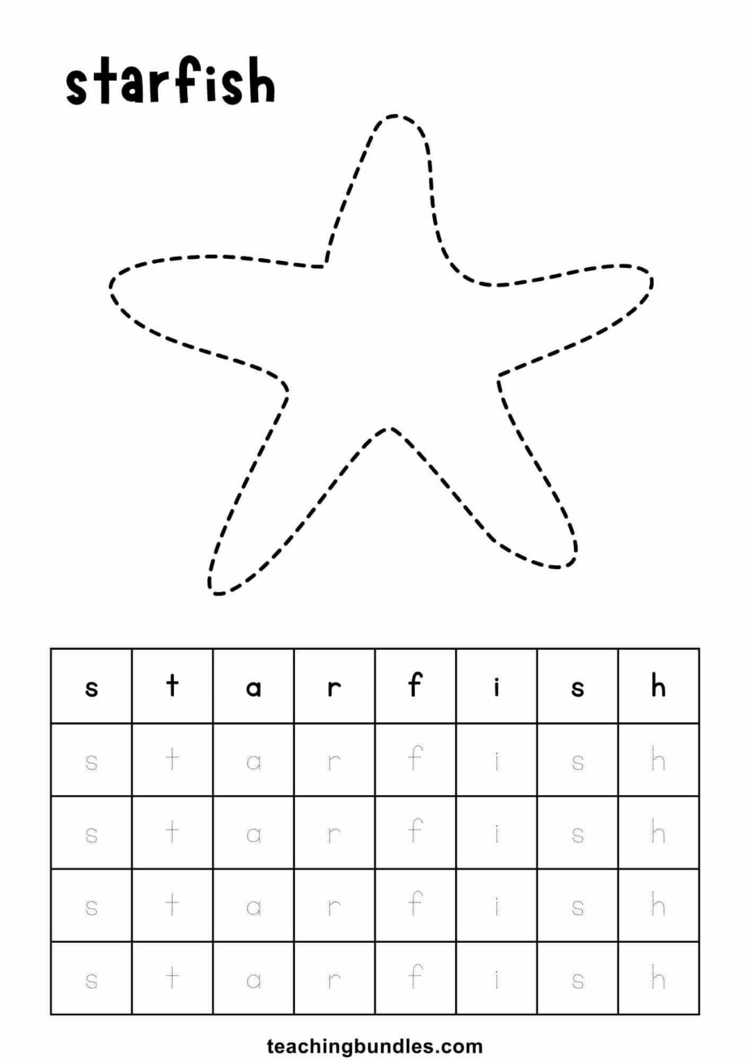 Starfish Activity Pages - Teachingbundles