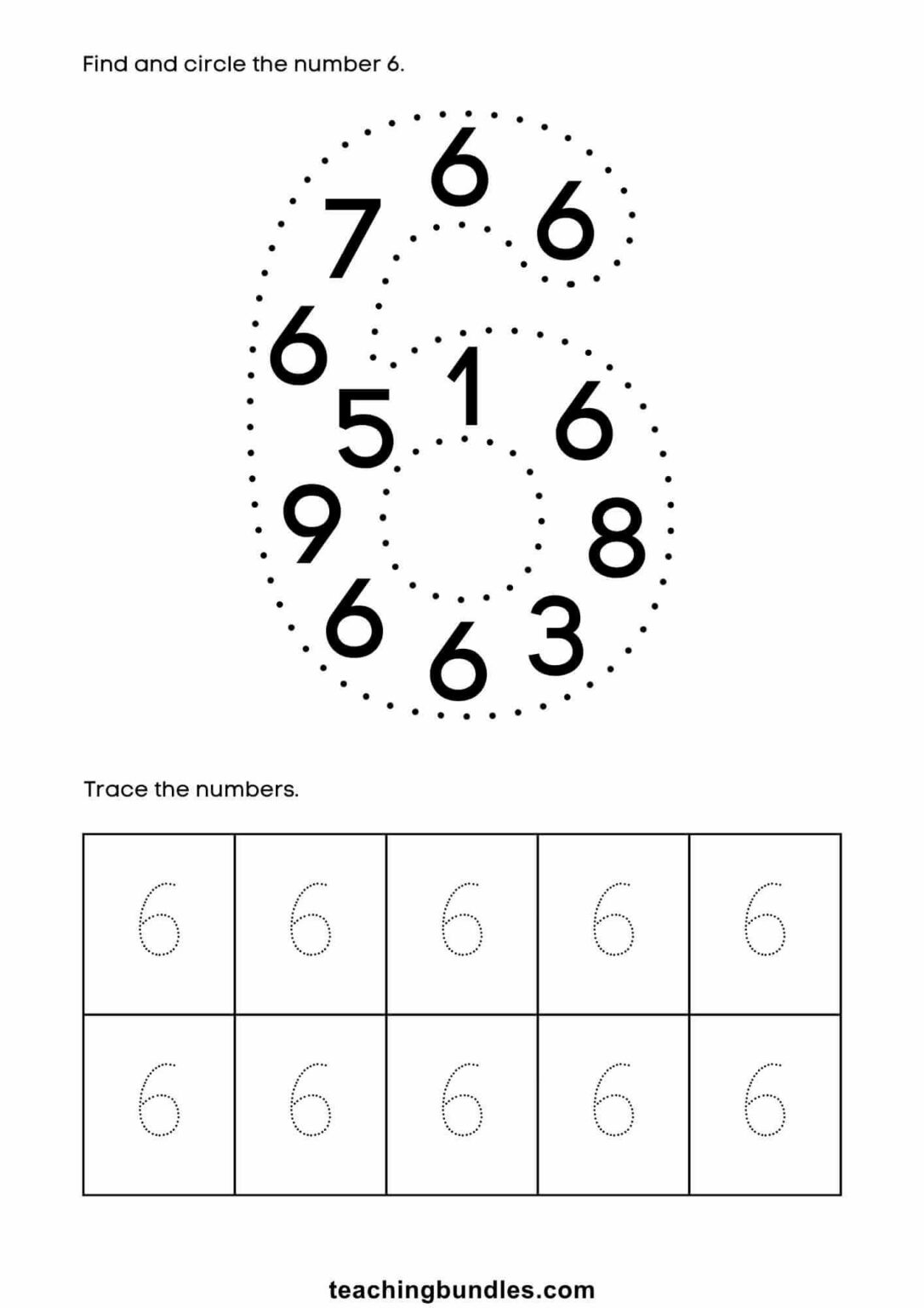 Number 6 Worksheets - Teachingbundles